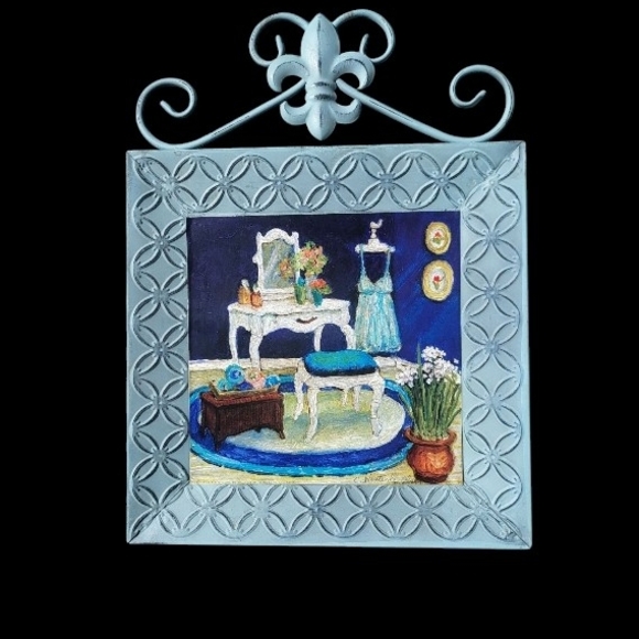 Artisan | Accents | Decorative Blue Wall Art With Intricate Frame ...